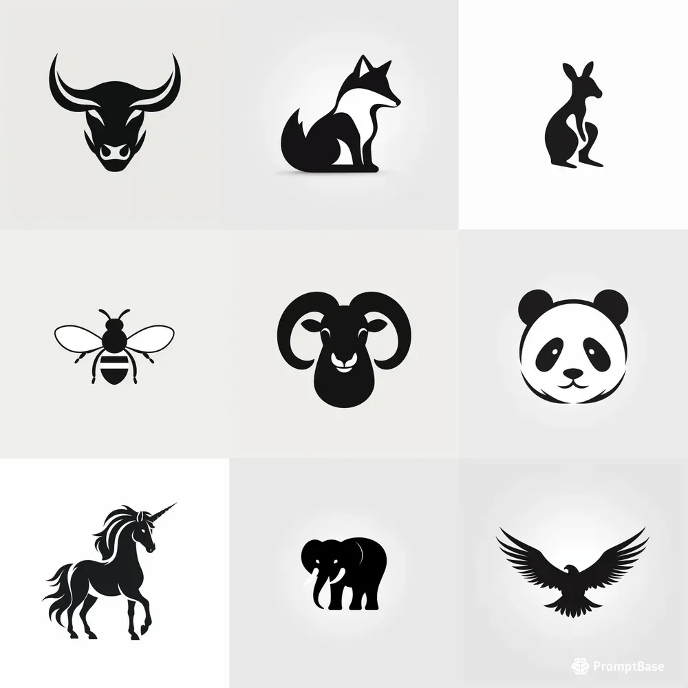 Minimal Animal Logos Midjourney Prompt | PromptBase