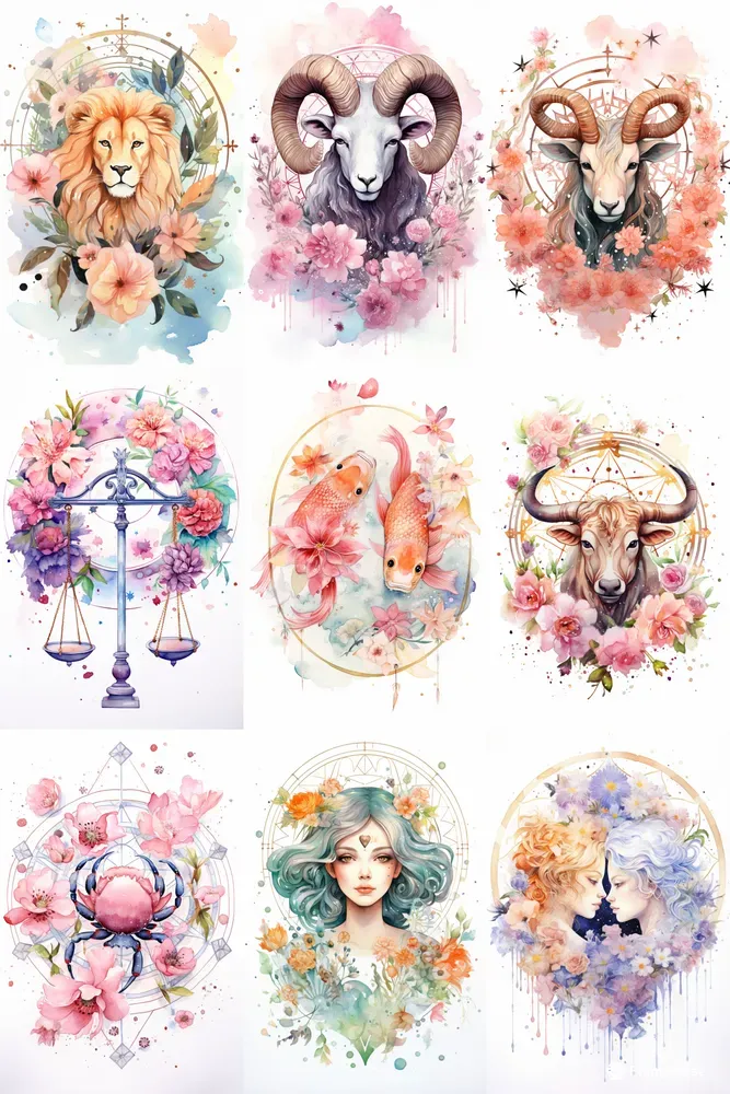 Floral Zodiac Signs Midjourney Prompt | PromptBase
