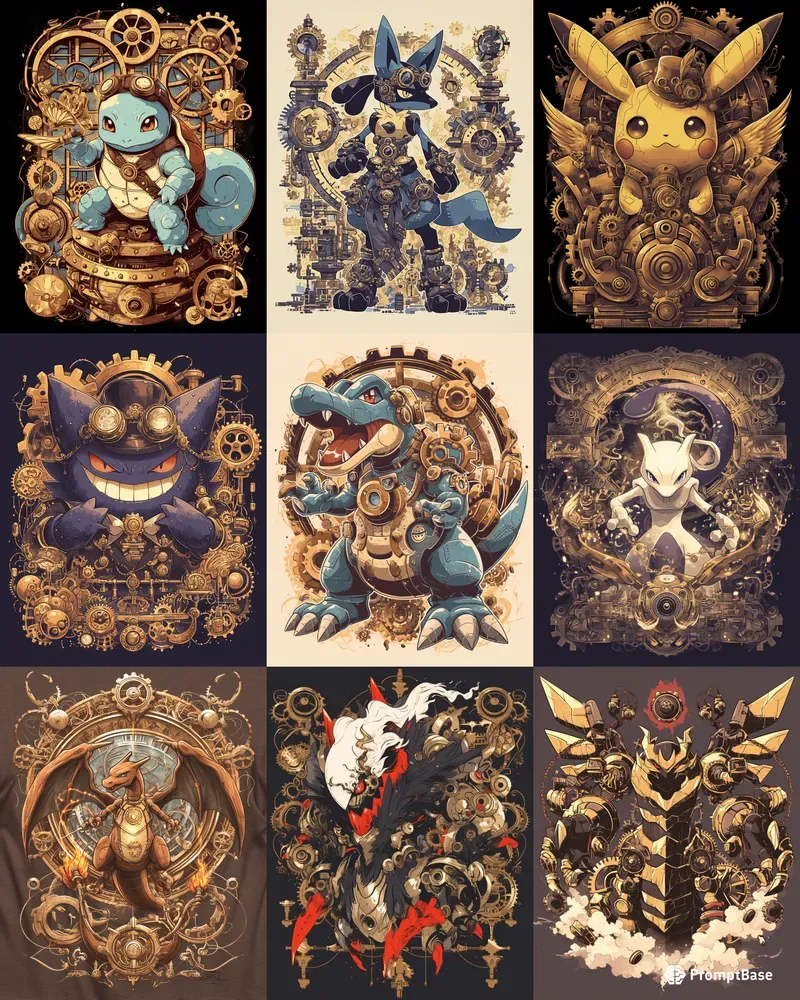 Steampunk Pokemon Fusions Midjourney Prompt | PromptBase