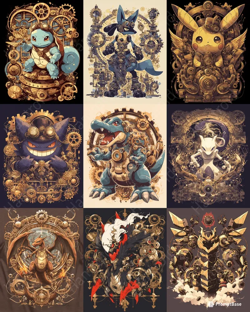 Steampunk Pokemon Fusions Midjourney Prompt | PromptBase