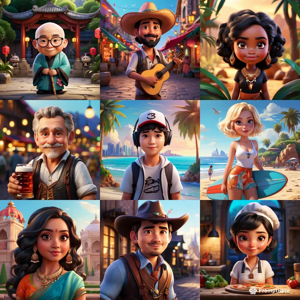 Nicely Pixar Character Portraits Leonardo Ai Prompt | PromptBase