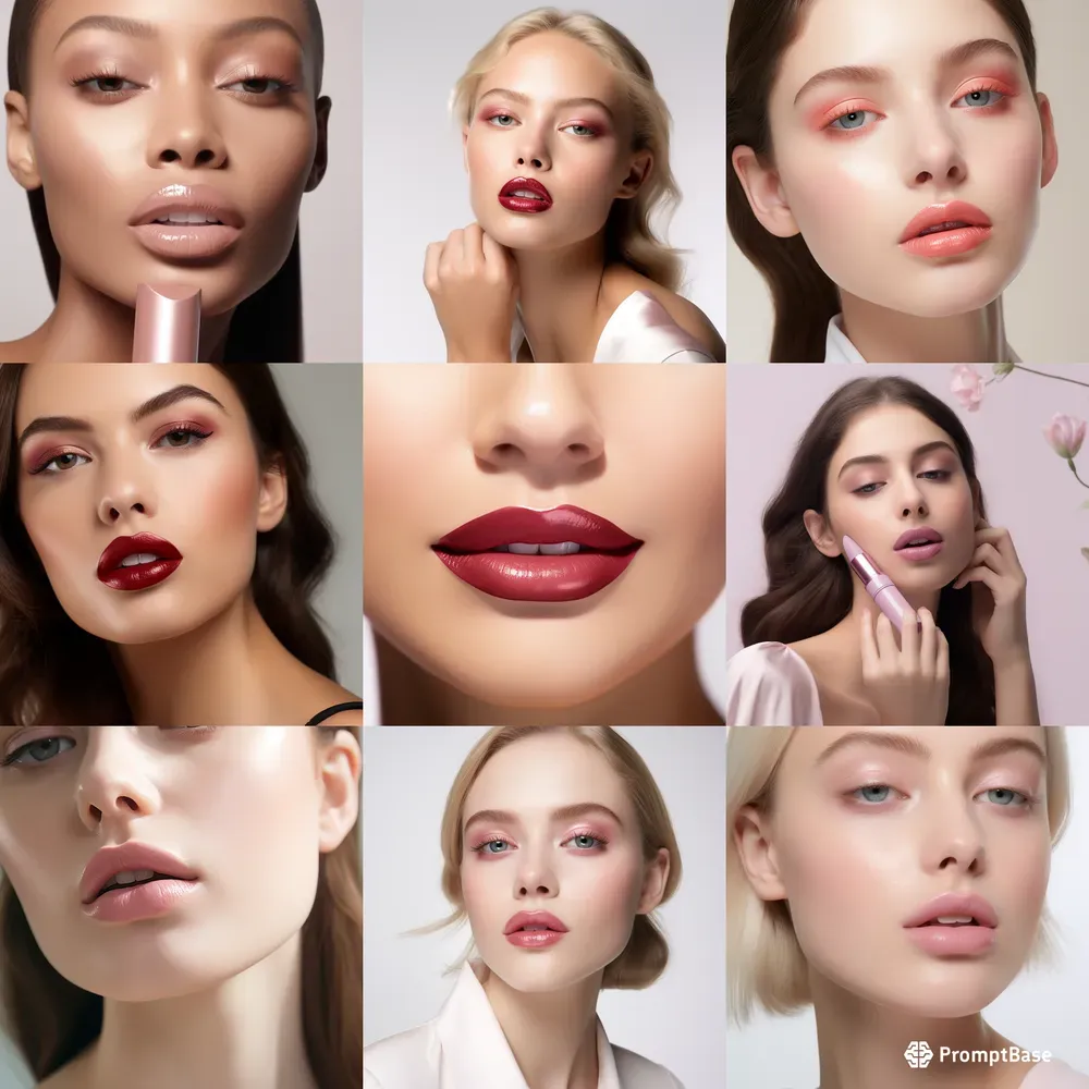 Lipstick Ad Women Portraits Midjourney Prompt | PromptBase