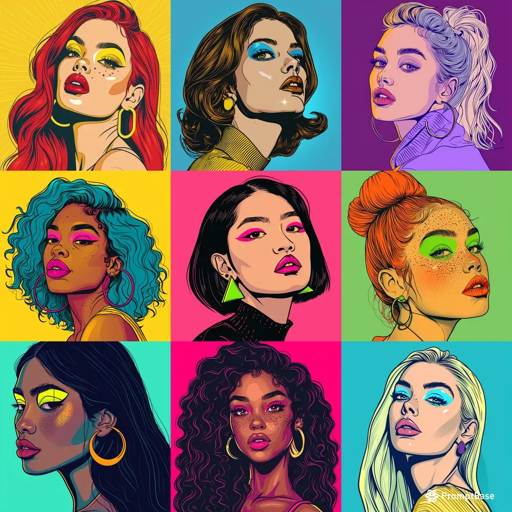 Neon Popart Retro Avatar Portraits Midjourney Prompt | PromptBase