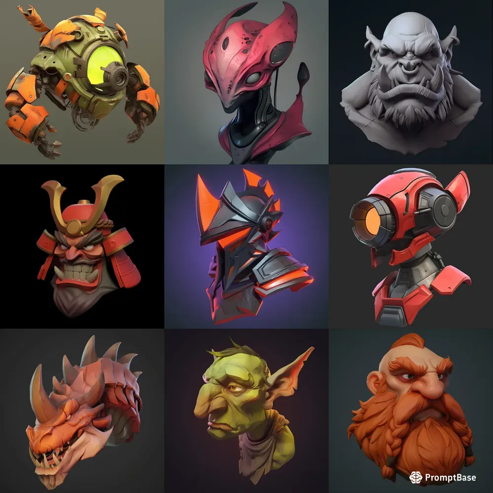 Low Res 3D Head Characters Midjourney Prompt | PromptBase