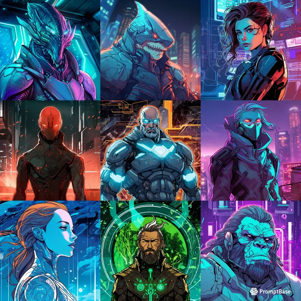 NFT Sci-fi Character Profiles Midjourney Prompt | PromptBase