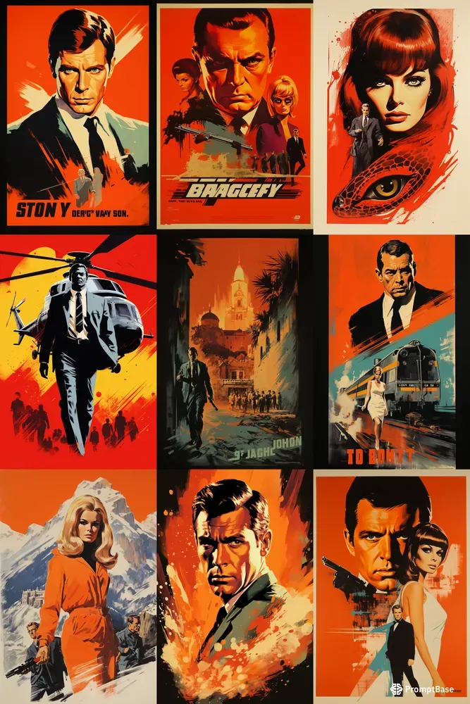 Vintage Spy Movie Posters Midjourney Prompt | PromptBase