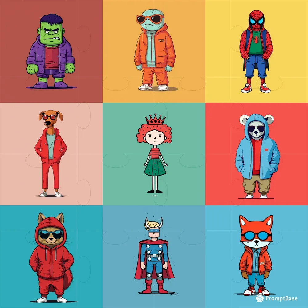 Cool Colorful Cartoon Illustrations Midjourney Prompt | PromptBase