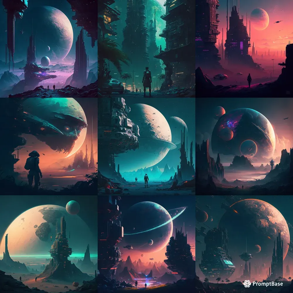 Planets With Civilizations Midjourney Prompt | PromptBase