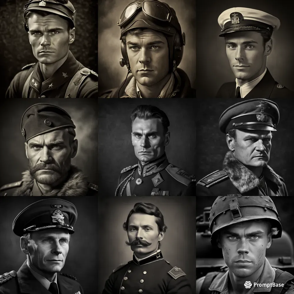 War Vintage Soldier Portraits Midjourney Prompt | PromptBase