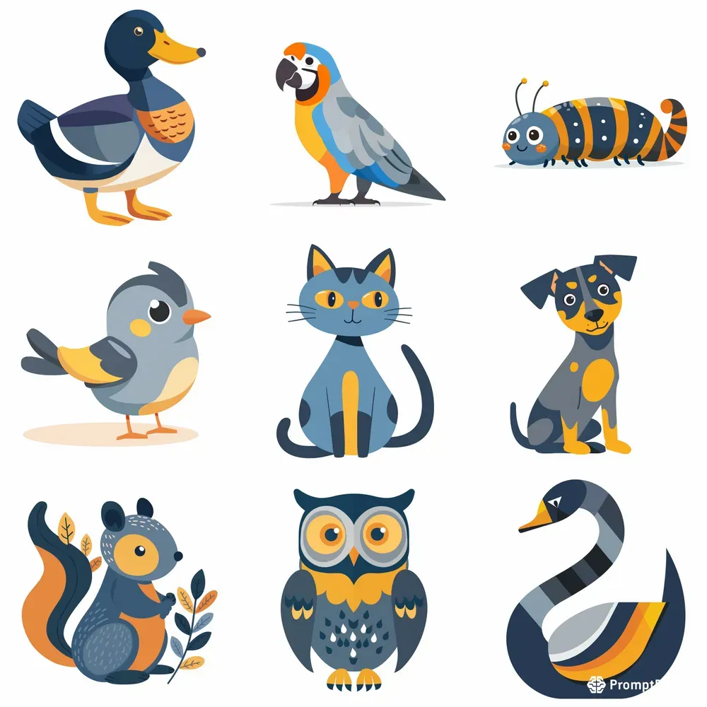 Simple Animal Vector Style Midjourney Prompt | PromptBase