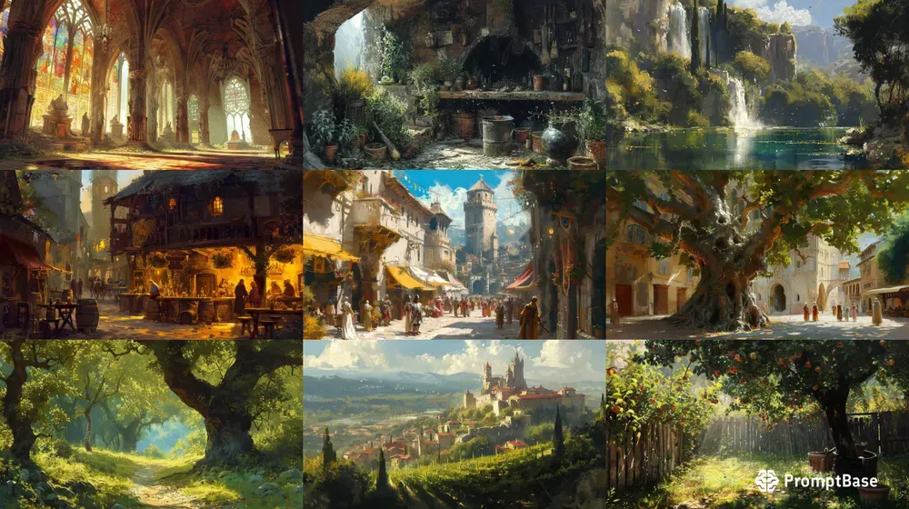 Summer Fantasy RPG Landscapes Midjourney Prompt | PromptBase