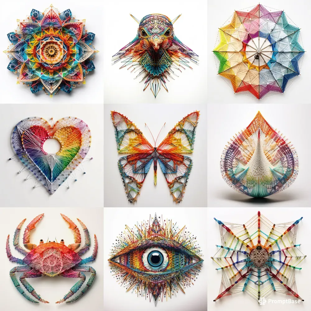 String Art Illustrations Midjourney Prompt | PromptBase