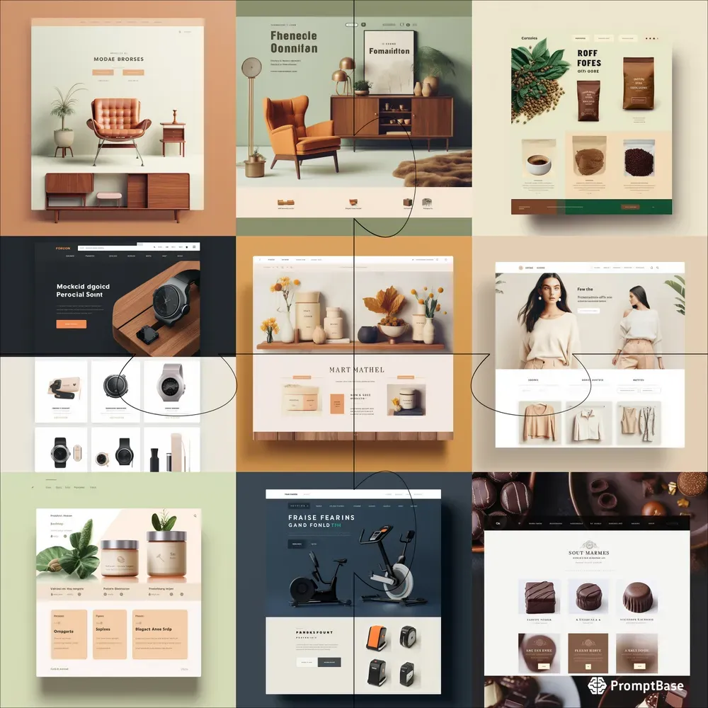 Modern Ecommerce Website Mockups Midjourney Prompt | PromptBase