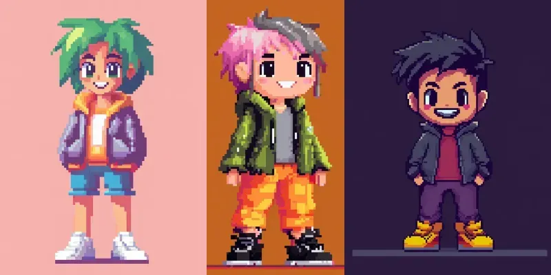 Pixel Art Character Designs Midjourney Prompt | PromptBase