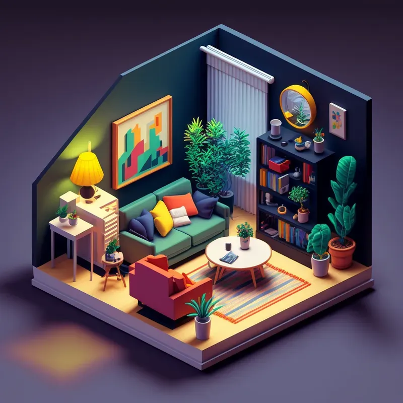3D Isometric Interiors Midjourney Prompt | PromptBase