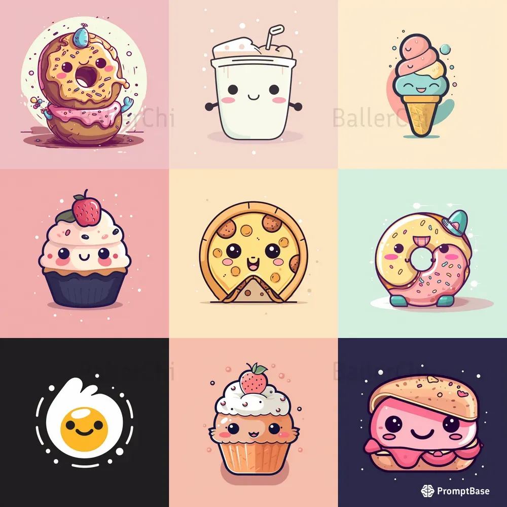 Cute Food Stickers Midjourney Prompt | PromptBase