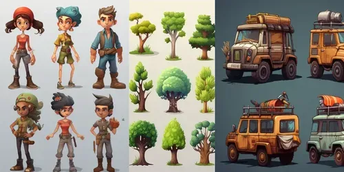 Cartoon Game Asset Designs Midjourney Prompt | PromptBase