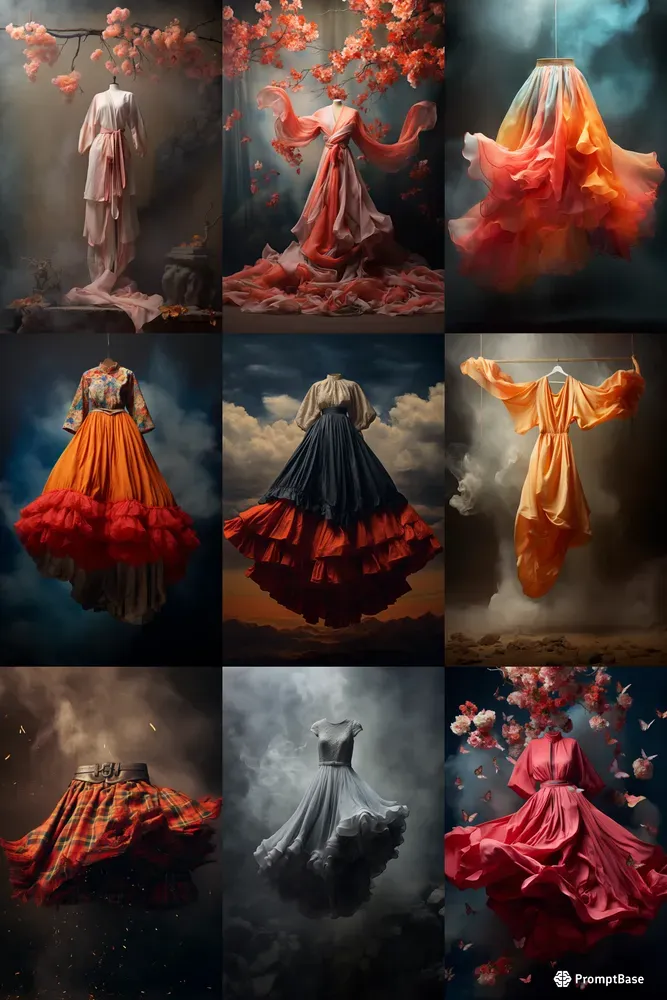 Floating Dresses Midjourney Prompt | PromptBase