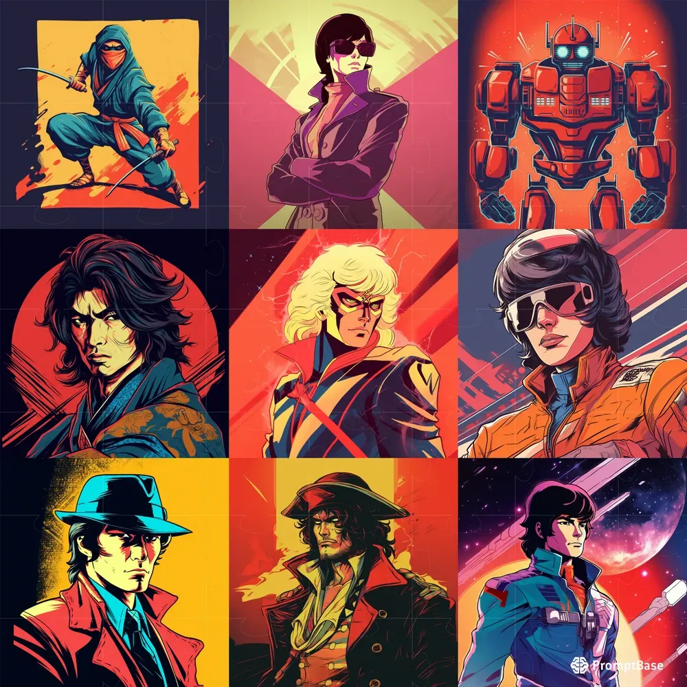 Retro 70s Anime Illustrations Midjourney Prompt | PromptBase
