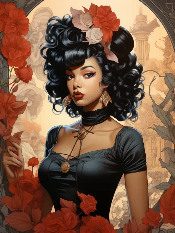 Modern Pinup Style Postcard Artworks Midjourney Prompt | PromptBase