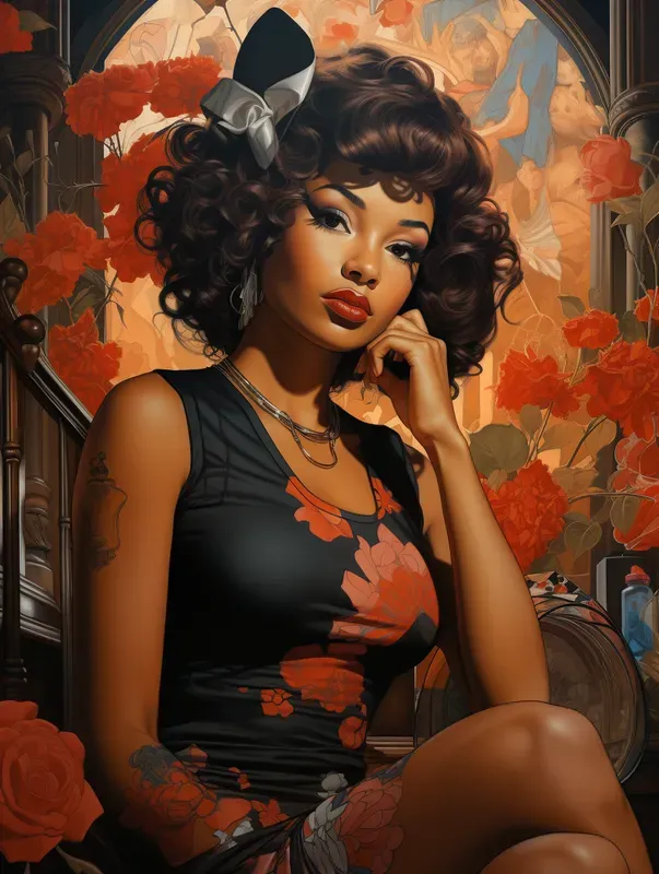 Modern Pinup Style Postcard Artworks Midjourney Prompt | PromptBase