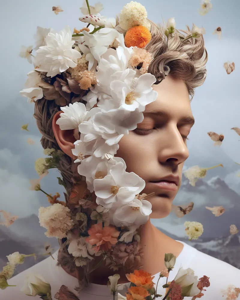 Beautiful Floral People Portraits Midjourney Prompt | PromptBase