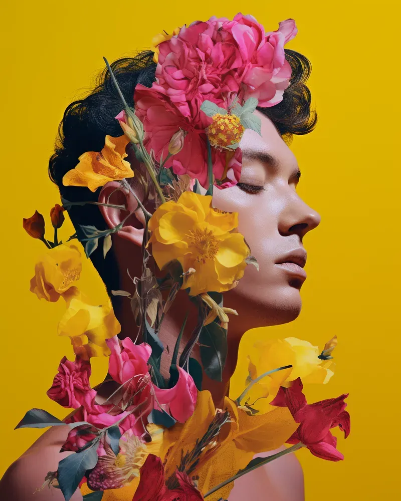 Beautiful Floral People Portraits Midjourney Prompt | PromptBase