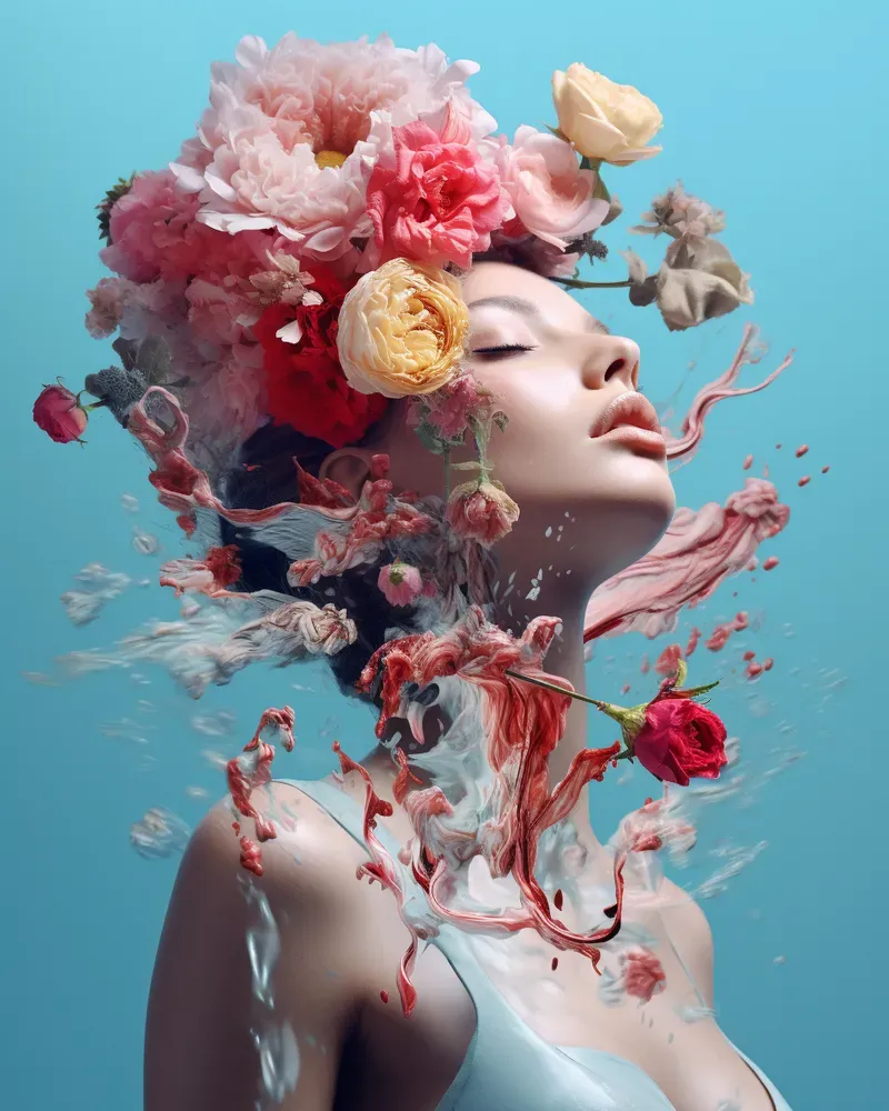 Beautiful Floral People Portraits Midjourney Prompt | PromptBase