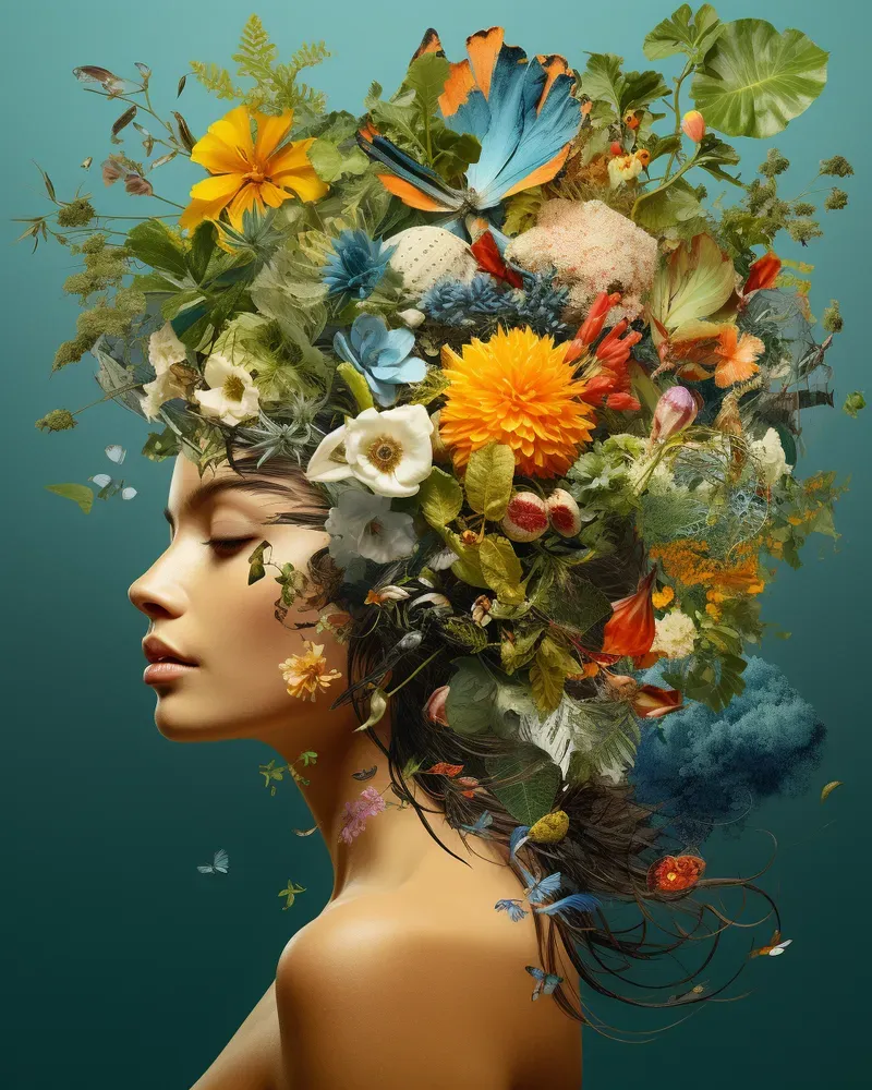 Beautiful Floral People Portraits Midjourney Prompt | PromptBase