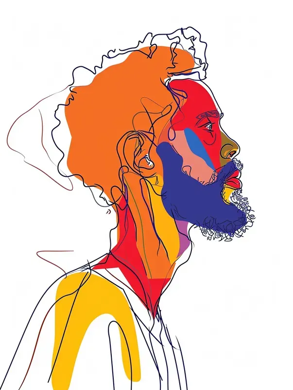 Bold Colorful One Line Drawing Portraits Midjourney Prompt | PromptBase