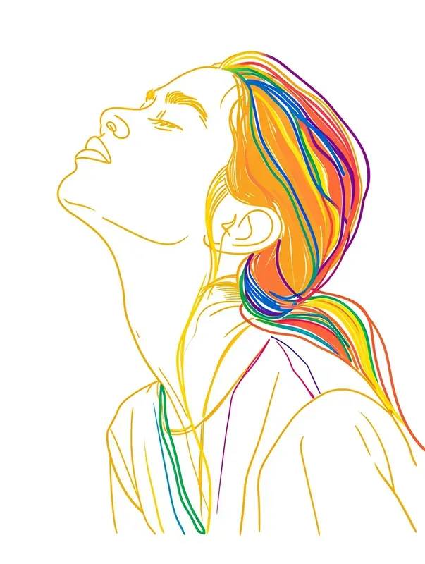 Bold Colorful One Line Drawing Portraits Midjourney Prompt | PromptBase