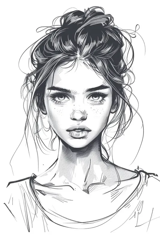 Expressive Line Art Portrait Sketches Midjourney Prompt | PromptBase