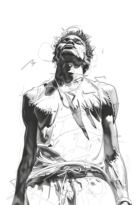 Stylized Monochrome Character Sketches Midjourney Prompt | PromptBase