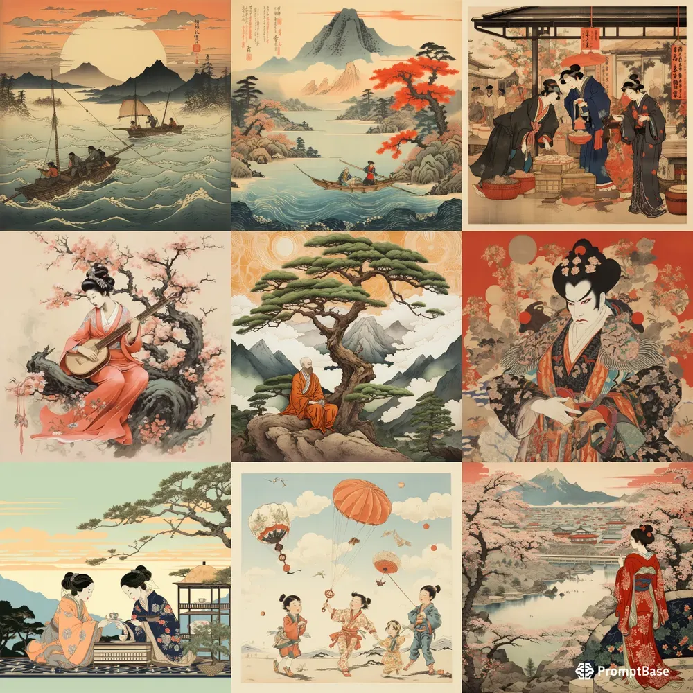Posters In Japanese Ukiyoe Style Midjourney Prompt | PromptBase