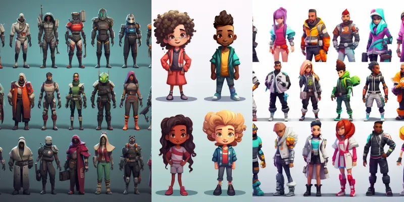 Creative 2D Character Designs Midjourney Prompt | PromptBase