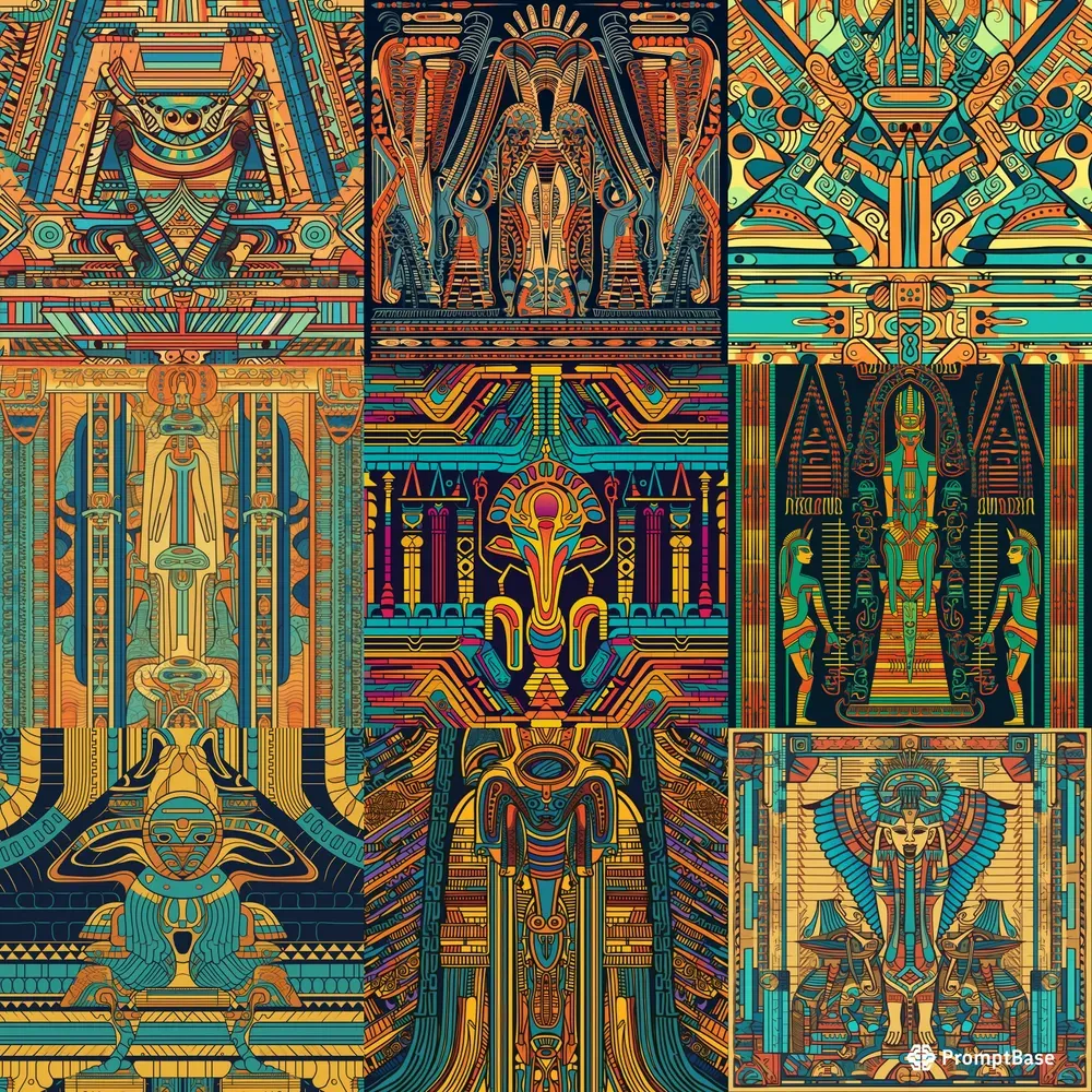 Vintage Colorful Pharaonic Patterns Midjourney Prompt | PromptBase