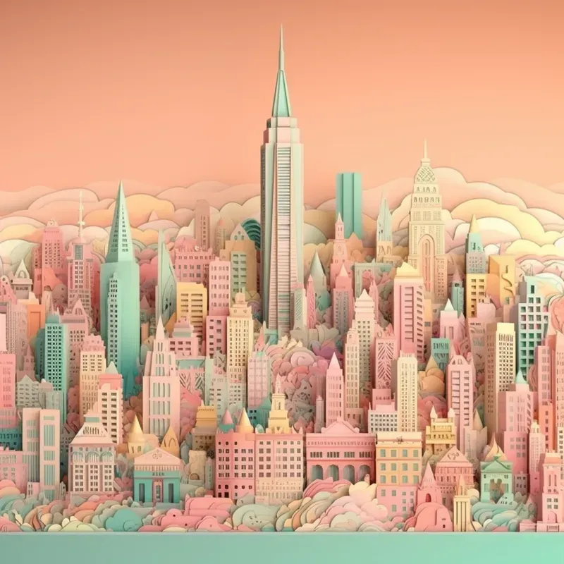 Detailed Pastel City Illustrations Midjourney Prompt | PromptBase