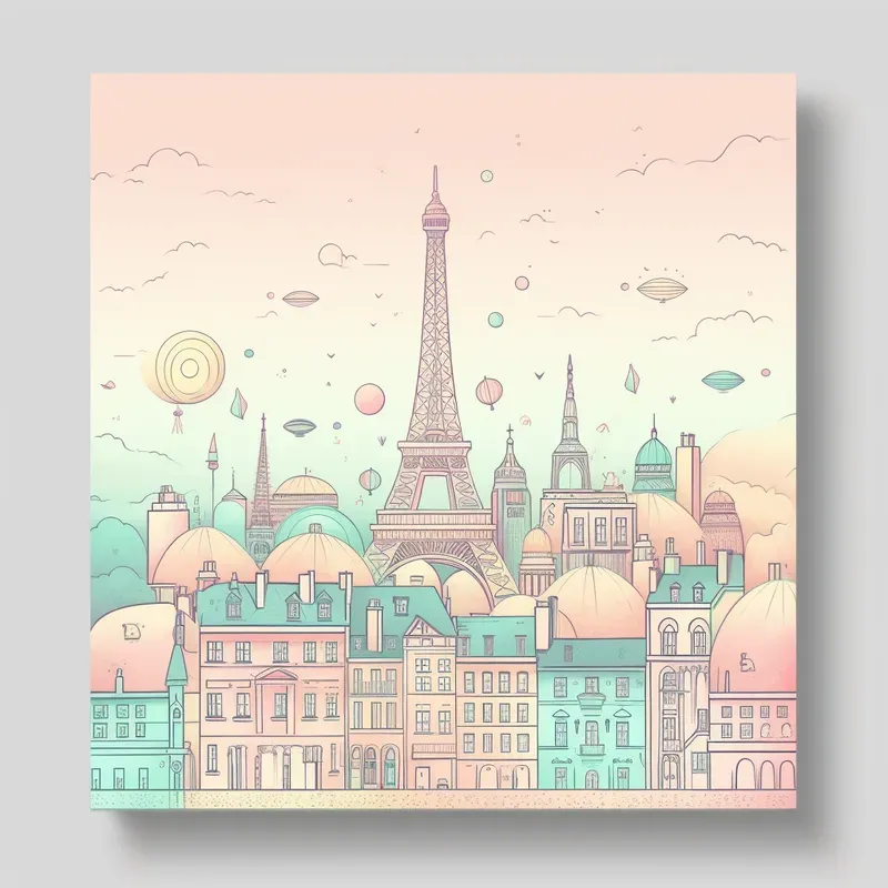 Detailed Pastel City Illustrations Midjourney Prompt | PromptBase