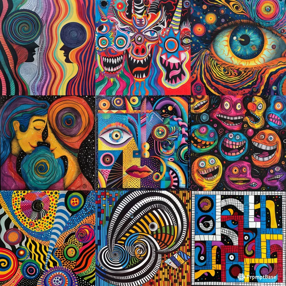 Super Trippy Whimsical Illustrations Midjourney Prompt | PromptBase