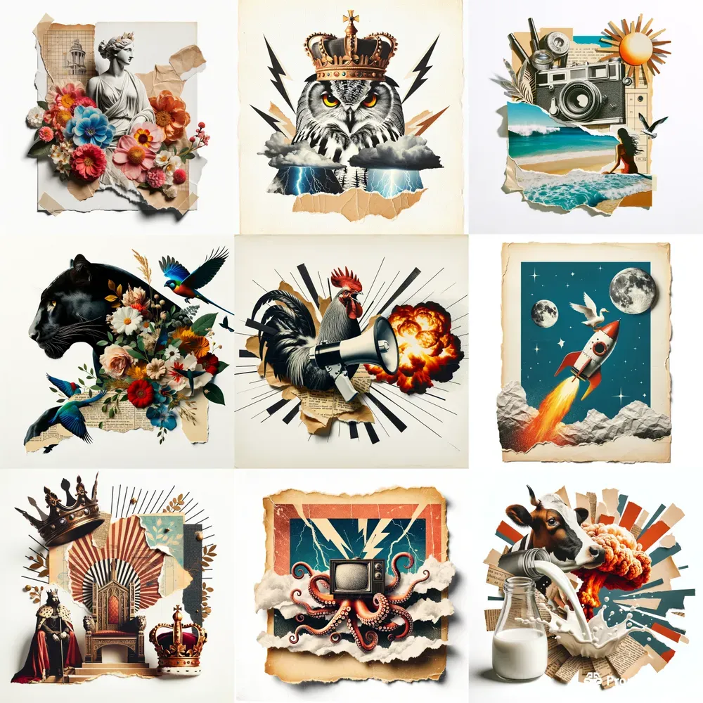 Vintage Collage Art DALL·E Prompt | PromptBase