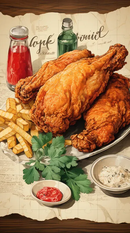 Vintage Style Fried Food Posters Midjourney Prompt | PromptBase