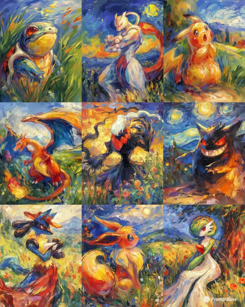 Majestic Pokemon Oil Paintings Midjourney Prompt | PromptBase