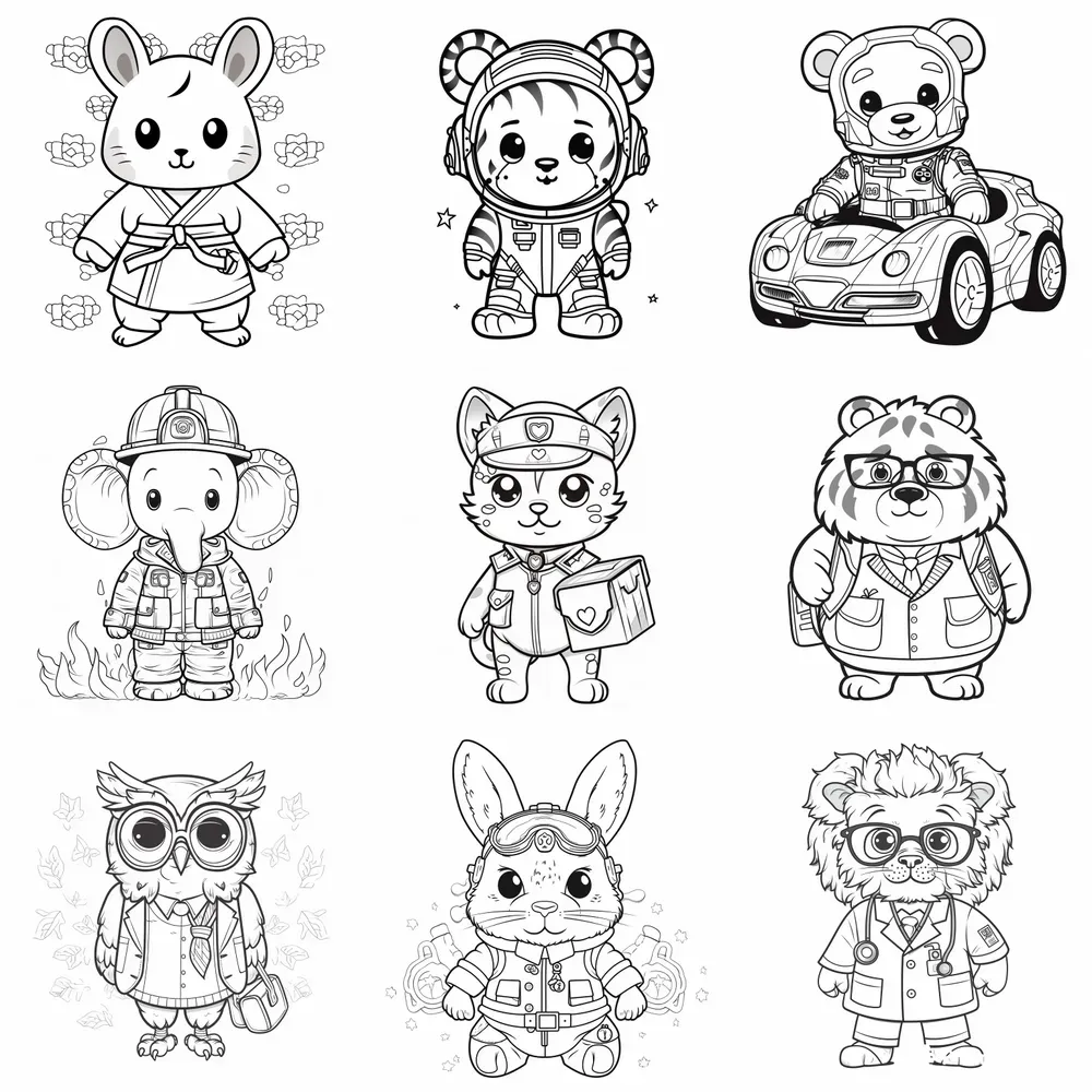 Character Designs For Kids Colouring Pages Midjourney Prompt | PromptBase