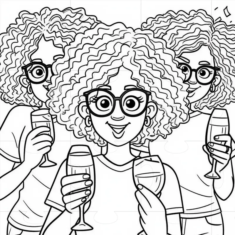 Celebrating Cartoon Style Coloring Pages Midjourney Prompt | PromptBase