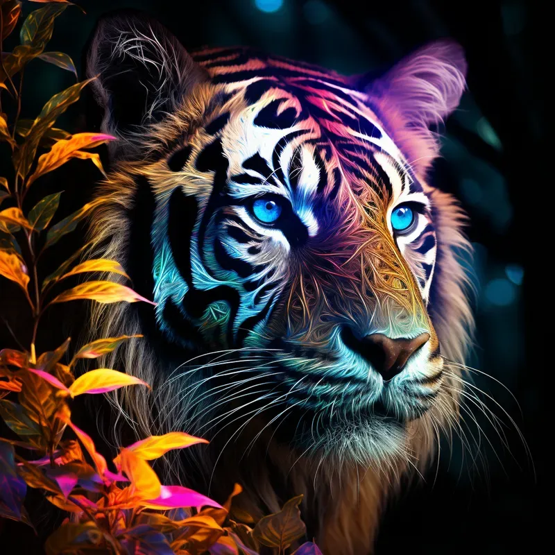 Neon Real Animals Designs Midjourney Prompt | PromptBase