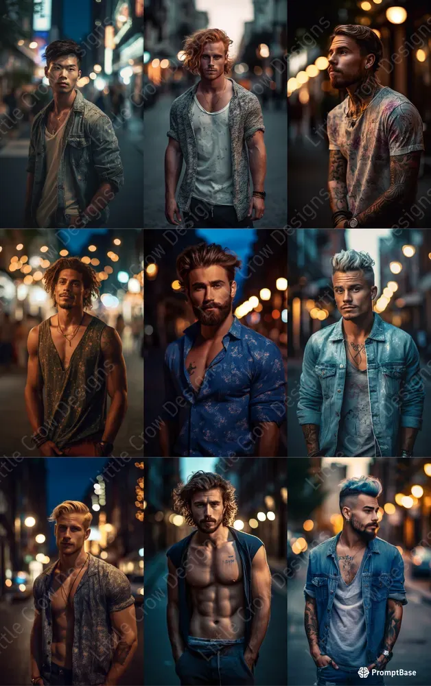 Gorgeous Model Men Street Photographs Midjourney Prompt | PromptBase