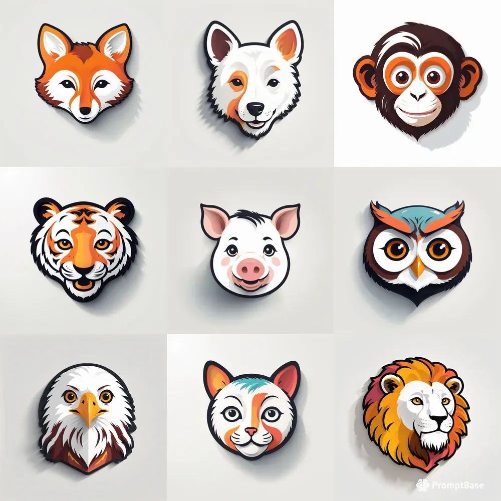 Animal Icons On Neutral Backgrounds Stable Diffusion Prompt | PromptBase