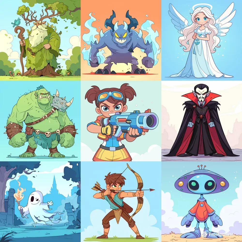 Cute Fantasy Game Character Designs Midjourney Prompt | PromptBase