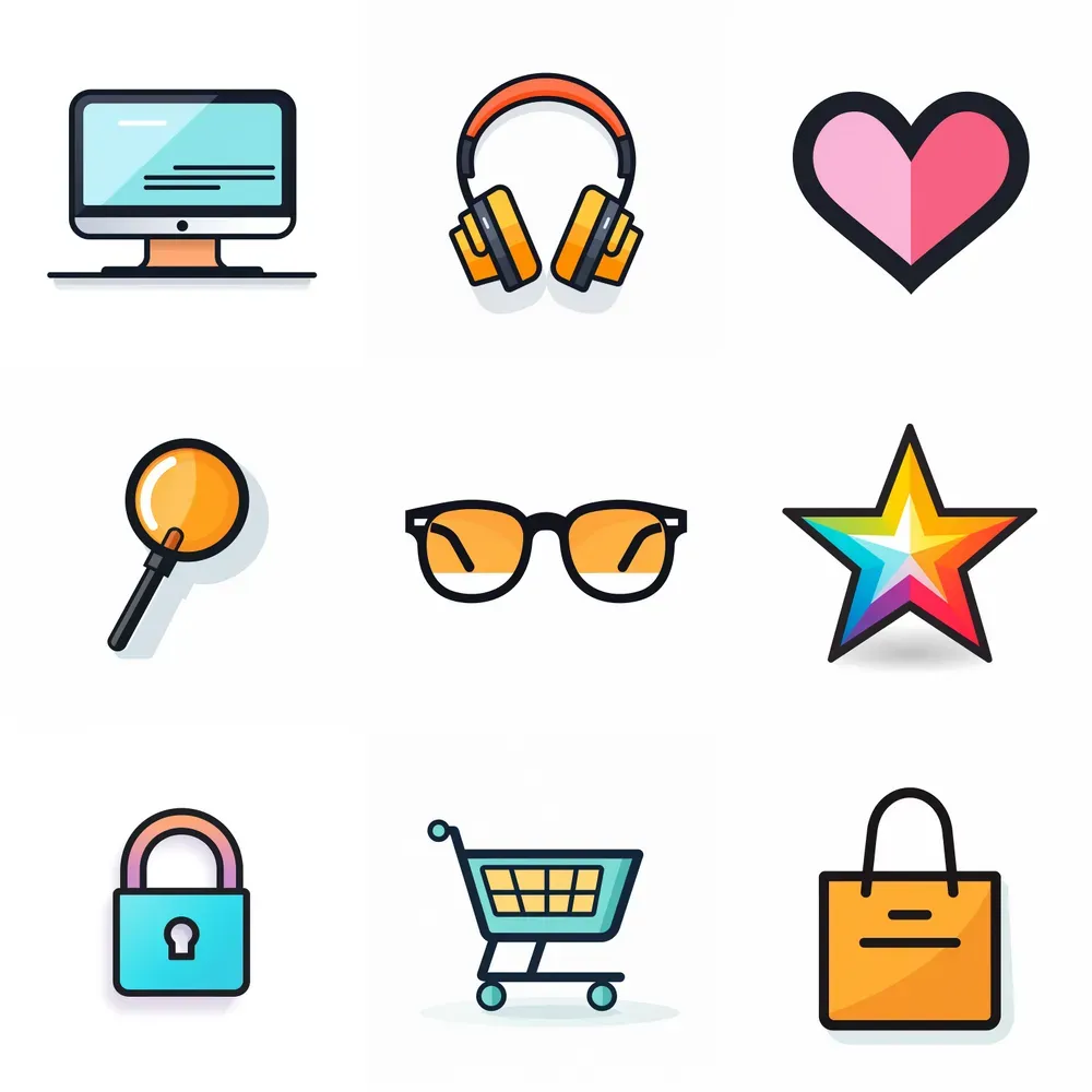 2D Minimalism Flat Uiux Icons Midjourney Prompt | PromptBase