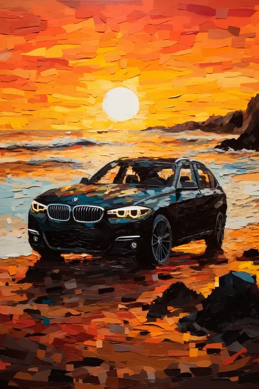 Palette Knife Paint Wall Art Cars Midjourney Prompt | PromptBase